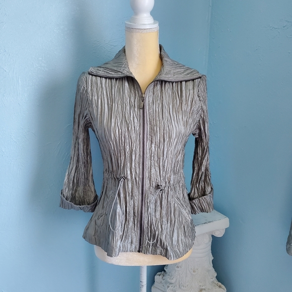 Ruby Rd. | Jackets & Coats | Ruby Rd Shiny Crinkly Zip Coatblazer C86 ...